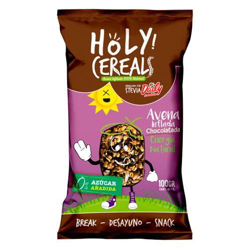 Avena inflada chocolatada sin Azúcar añadida, 350 grs, Marca Holy ...