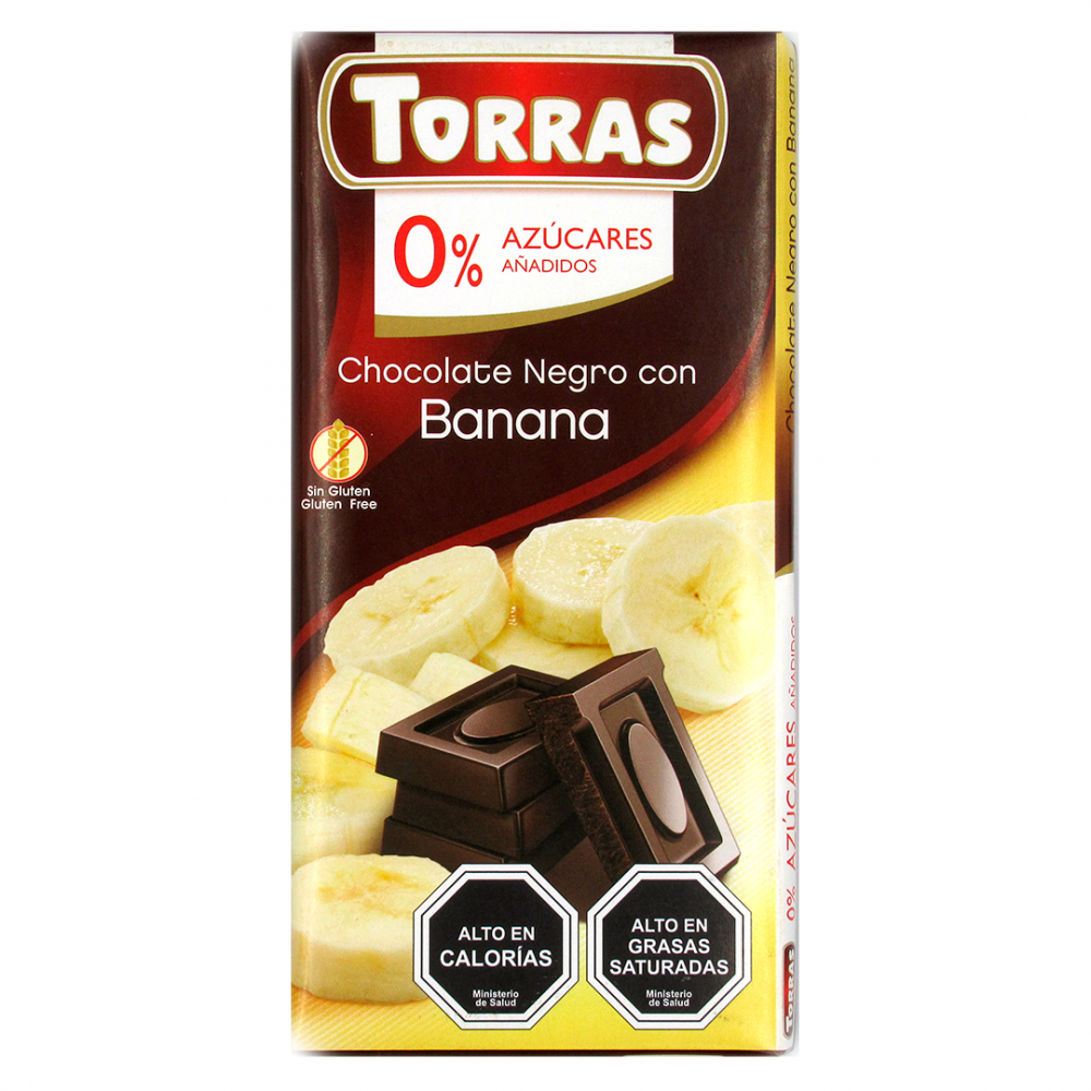 Barra de Chocolate Negro 50% Cacao con Banana, sin azucar añadida y sin ...