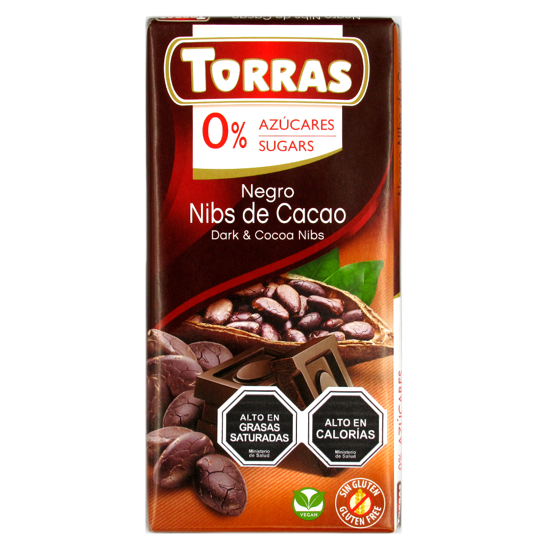 Barra de Chocolate 54% Cacao con Cacao Nibs, Sin Azucar Añadida y Sin ...