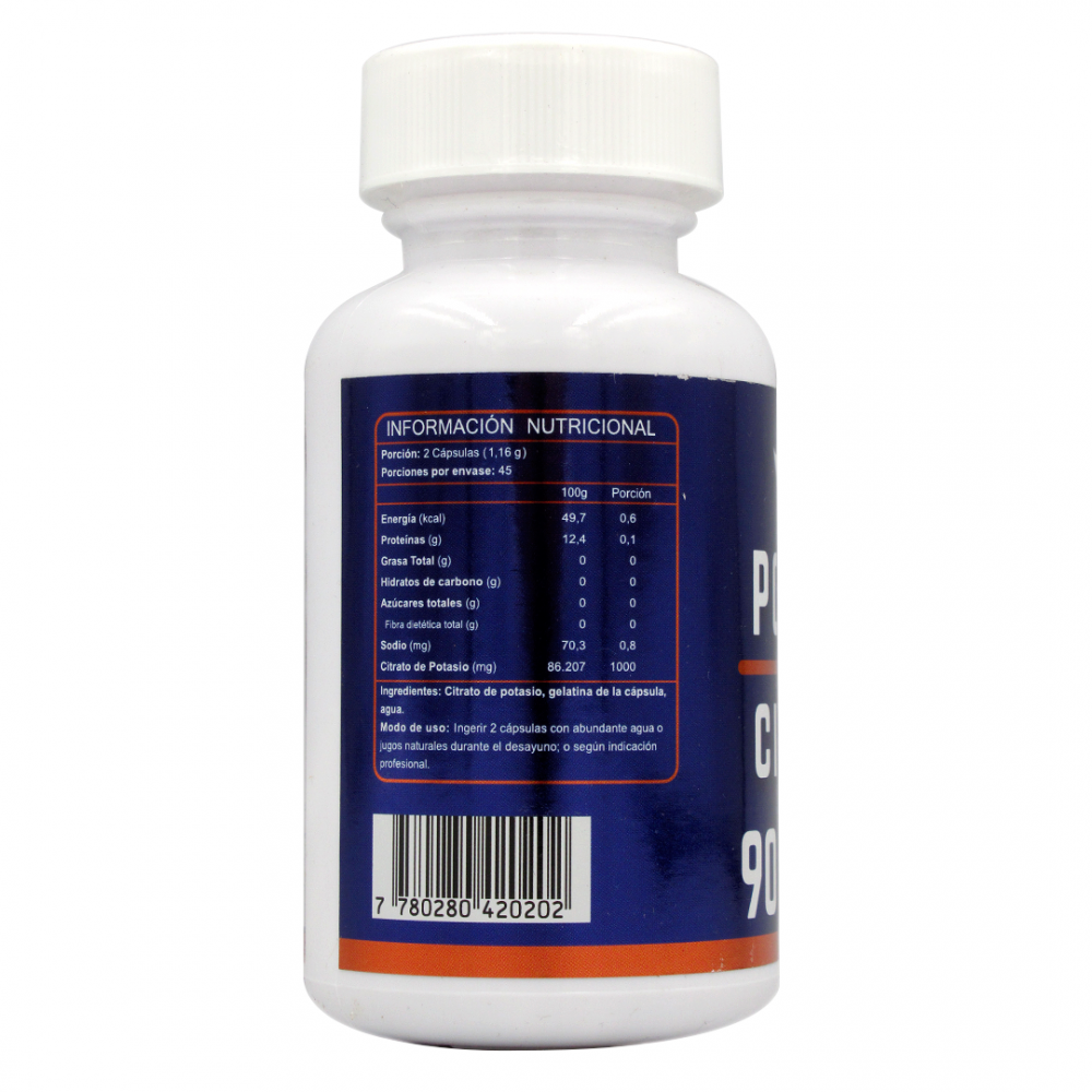 Potasio Citrato, 1000 mg, 90 cápsulas, marca FNL | Tremus