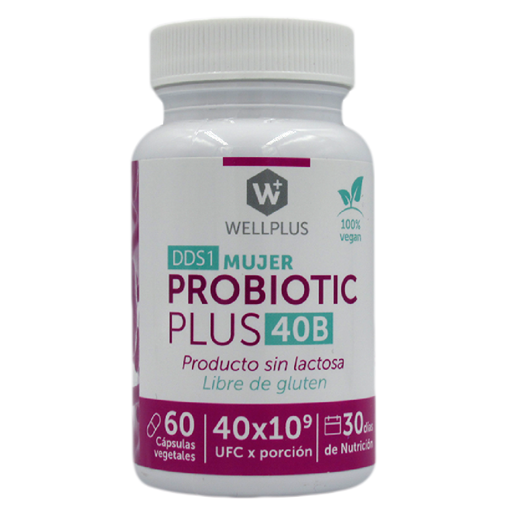 Probiotic Plus Mujer 40B, libre de glúten y lactosa, 60 capsulas, marca ...