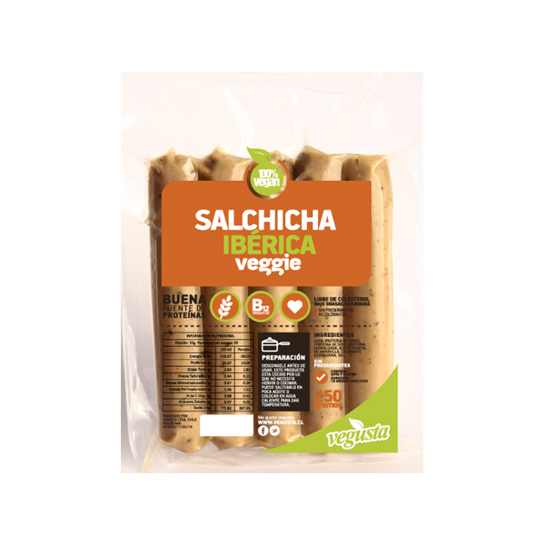 Salchicha Ibérica Vegana, 5 Un de 250 Grs en total, Marca Vegusta | Tremus