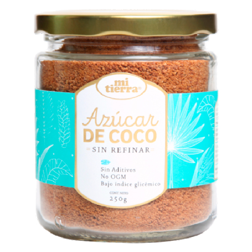 Azúcar de Coco sin refinar, sin gluten, 250 Grs, Marca Mi Tierra | Tremus
