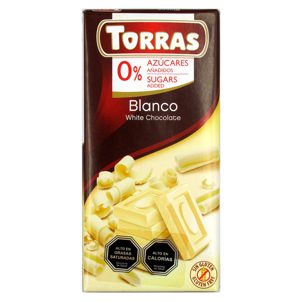 Barra de Chocolate Blanco Sin Azucar Añadida Sin Guten 75 grs Marca ...