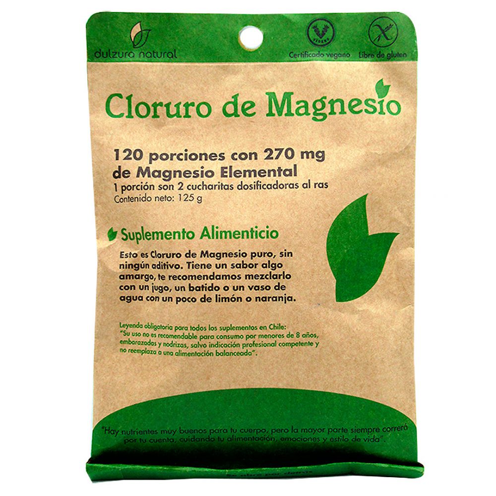 Cloruro de Magnesio 120 poriones con 270 mg, contiene 125 grs, marca ...