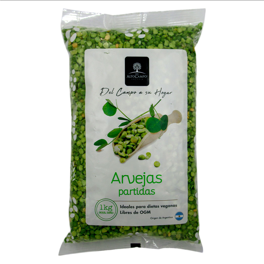 Arvejas Verdes partidas 1 kg marca Alto Campo - Tremus