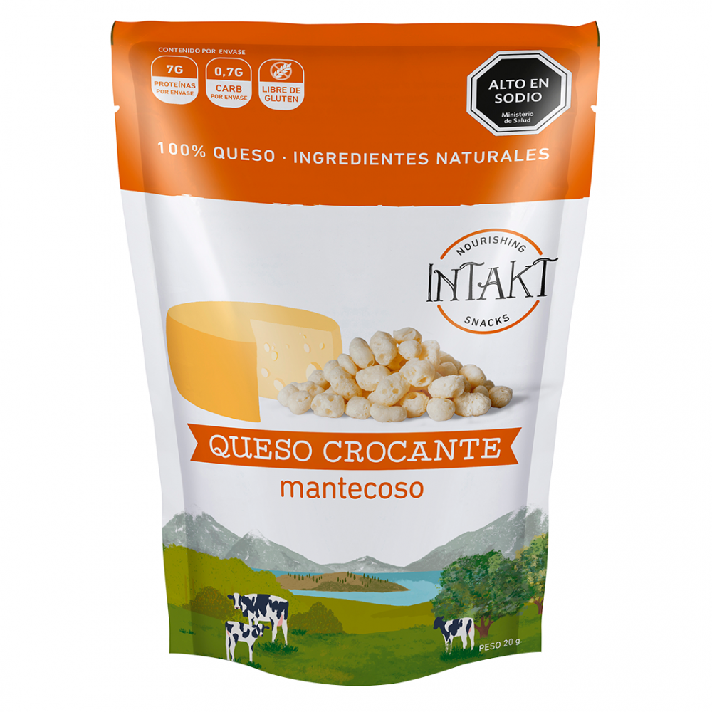 Snack Queso Crocante Mantecoso, 20 grs, Marca Intakt | Tremus