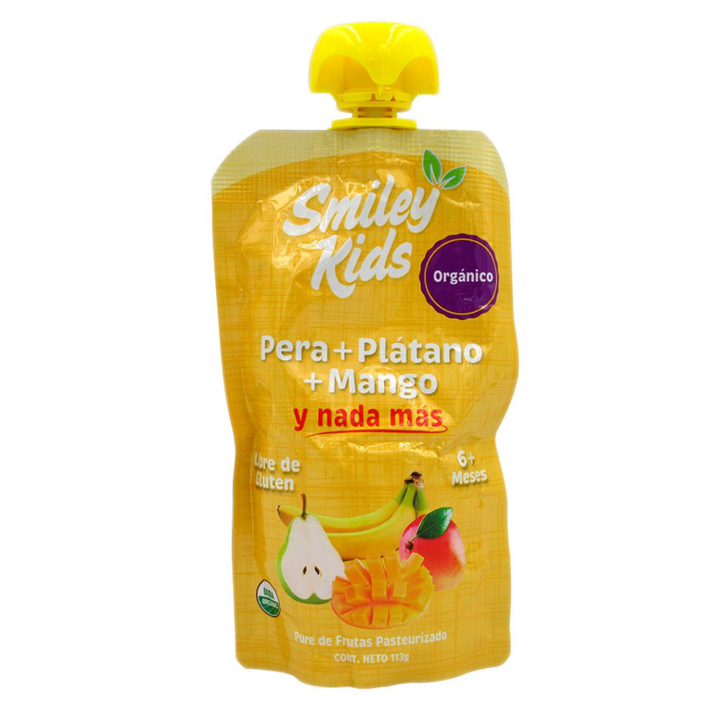 Pure de Frutas Organico, Sin Gluten, Pera, Platano y Mango ,113 Grs ...