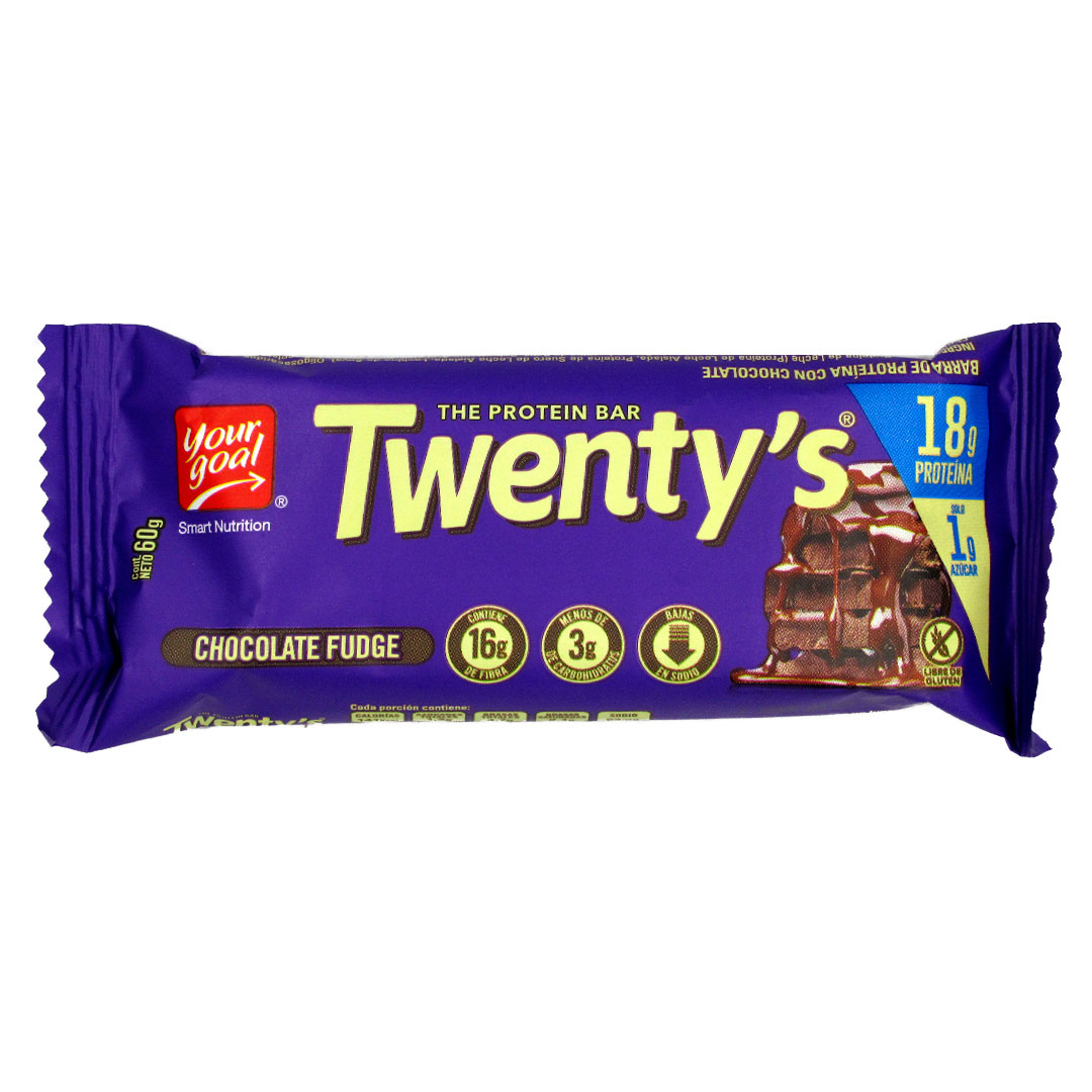 Barra de Proteina Twentys Chocolate Fudge 60 grs marca Your Goal - Tremus