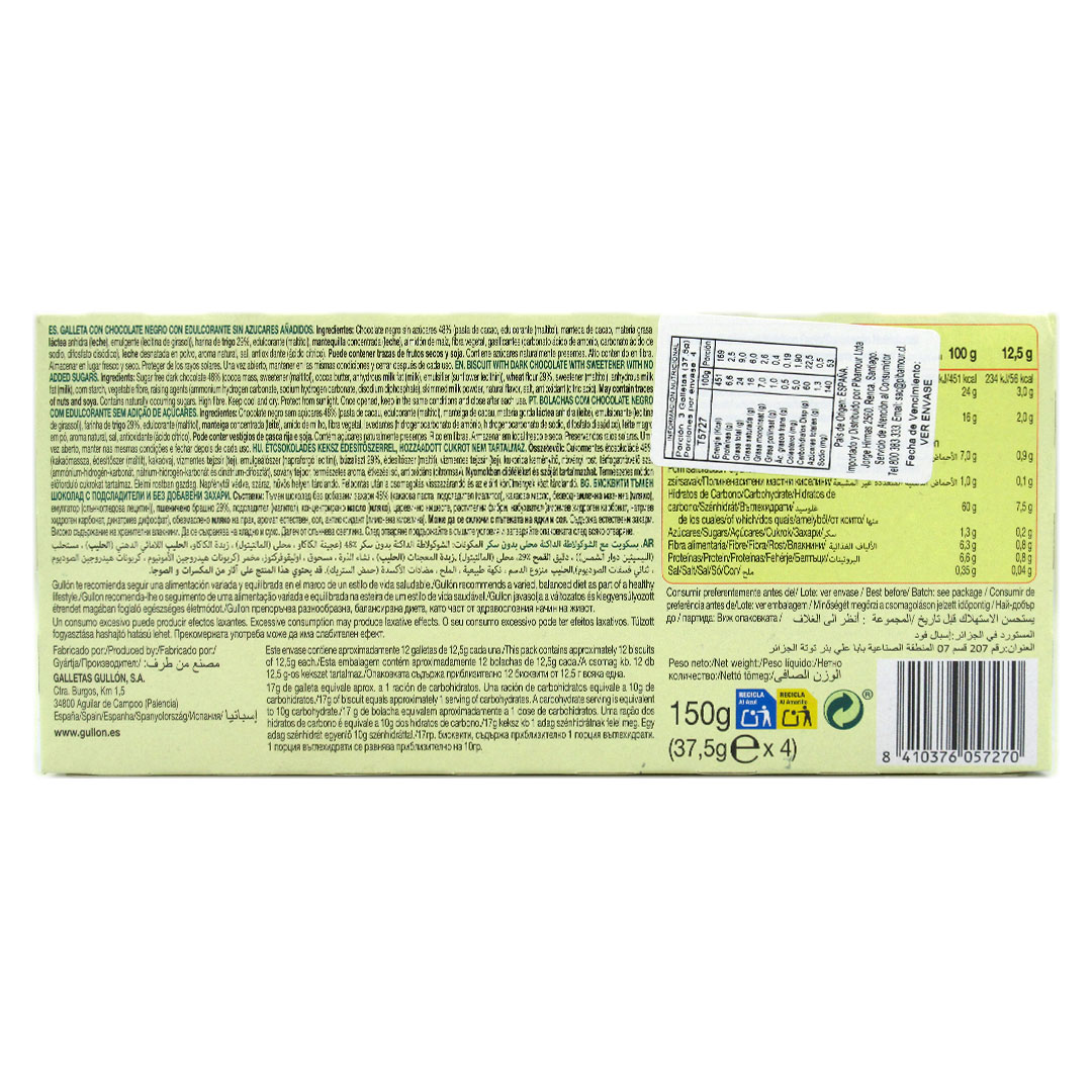 Galletas Choco Tablet con chocolate negro sin azucar añadida 150 grs ...