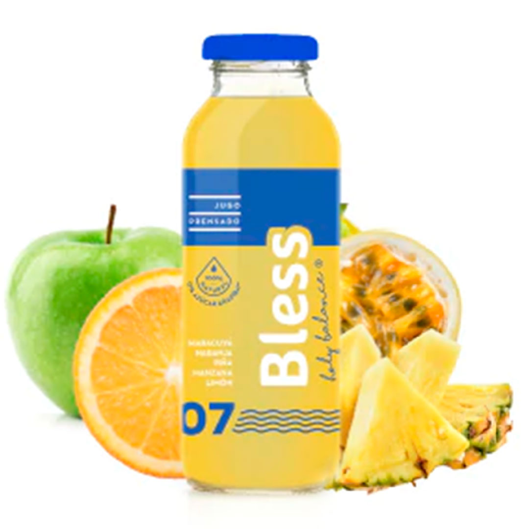 Jugo Prensado Fruta & Hortaliza Bless con Sabor Maracuya Naranja Piña ...